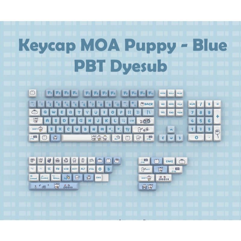 Mechanical Keyboard Button Set | Keycap MOA Puppy - Blue | Pbt Dyesub ...