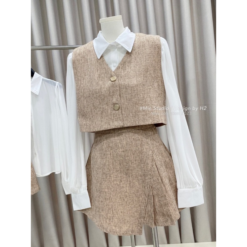 Set of 3 pieces Crochet Gile with White Shirt and Short Skirt | Shopee ...