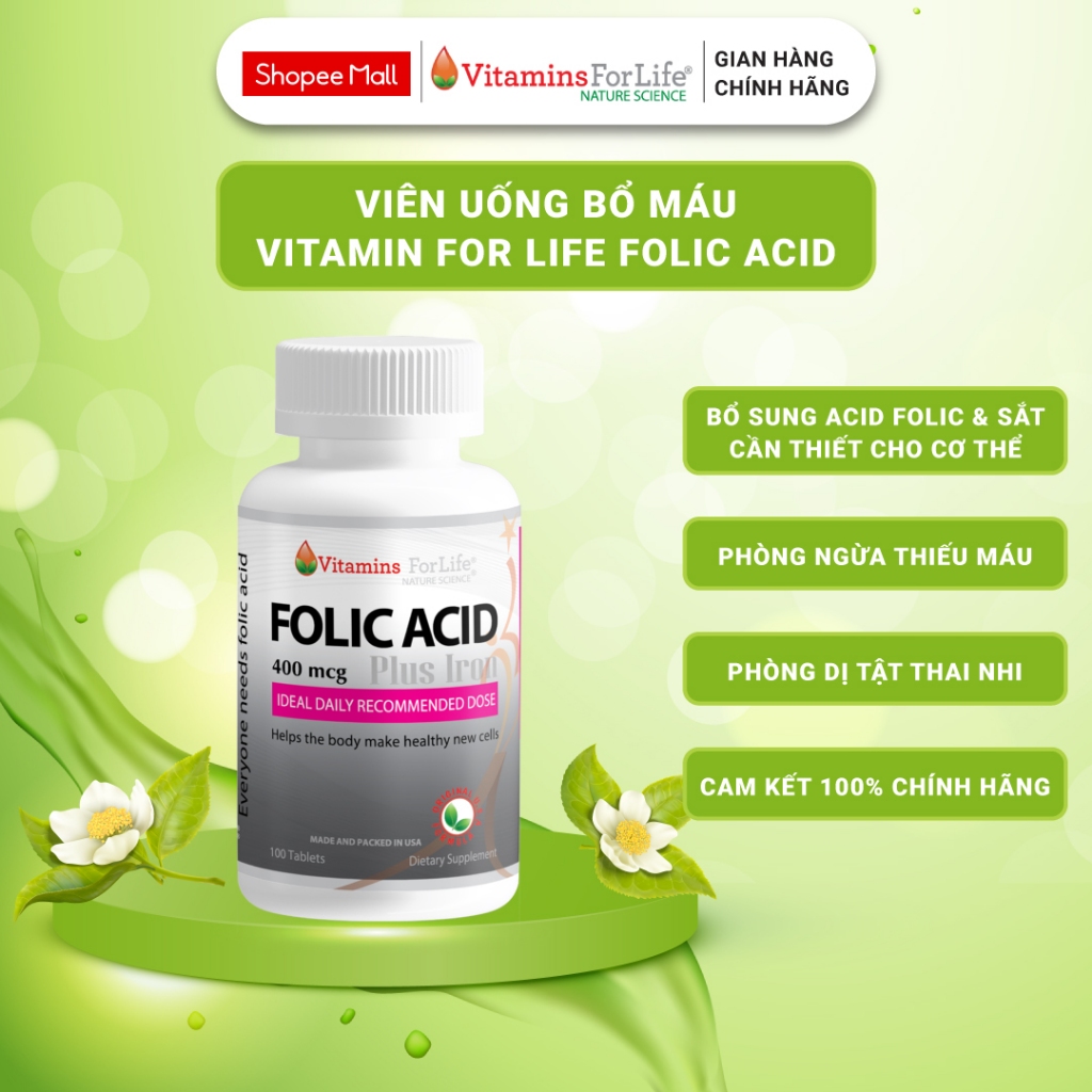 Folic Acid Plus Iron Vitamins For Life - Provides Folic Acid & Iron ...