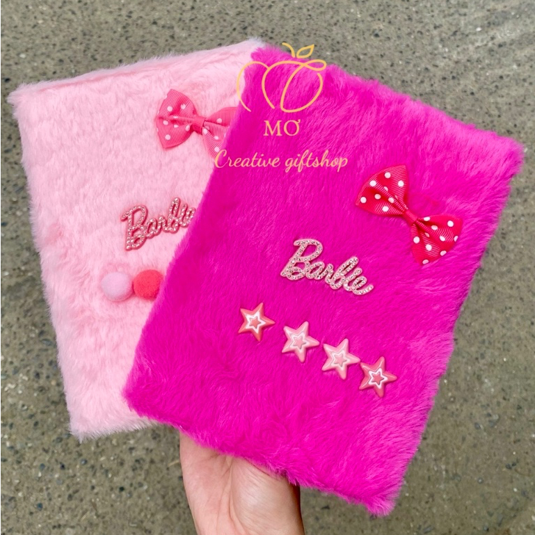 Handwritten A5 notebook covered with fur and the word Barbie is bitter ...