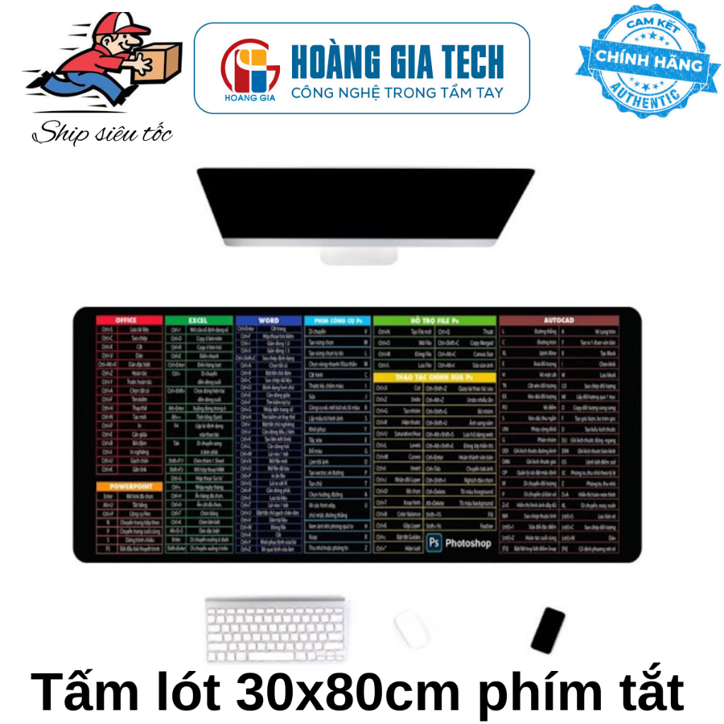 Arigato mouse pad 30 x 80 cm, 70m with office shortcuts - photoshop ...