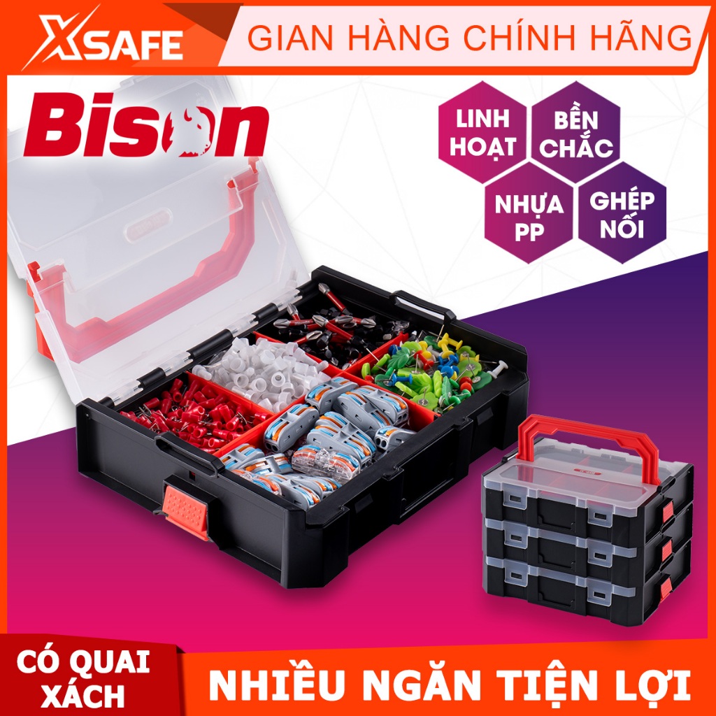 Bison 6-compartment plastic parts box, customizable removable, with ...
