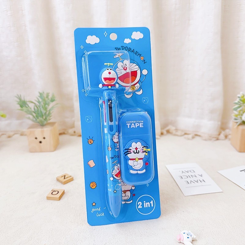 Set of 6-color ballpoint pen and Doraemon TooYoo BK01075 eraser ...