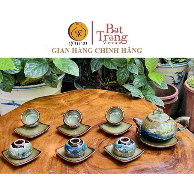 The Set Of Fire Tamarind Teapots Turns Green, The Mirror Is Bat Trang ...