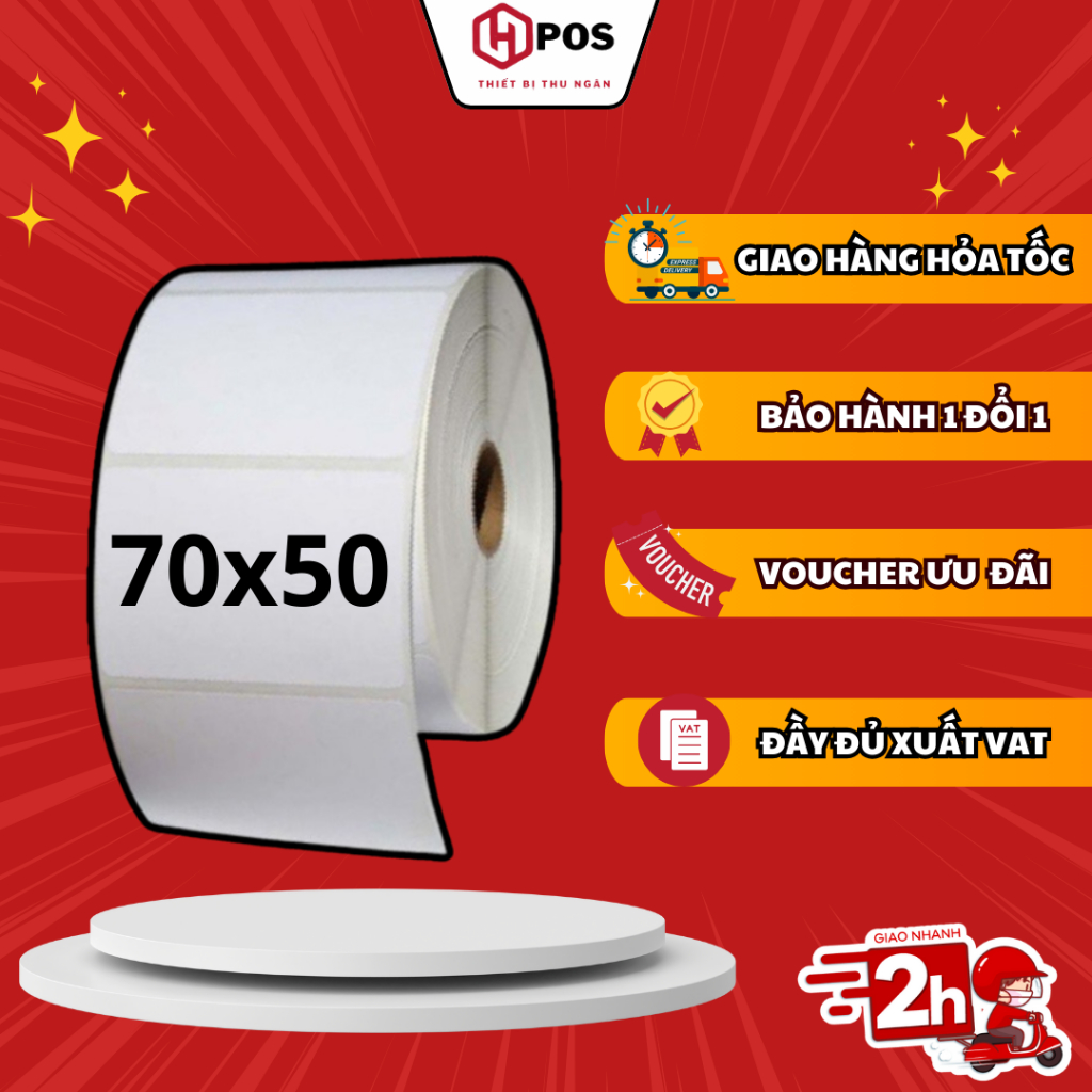 Thermal stamp printing paper, peel-and-stick decal 70x50 MM (30 meters ...
