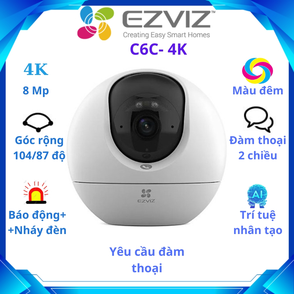 Ezviz C6C 360 rotating Wifi Camera, talk, night color, Ai integration, Motion and noise alarm ...