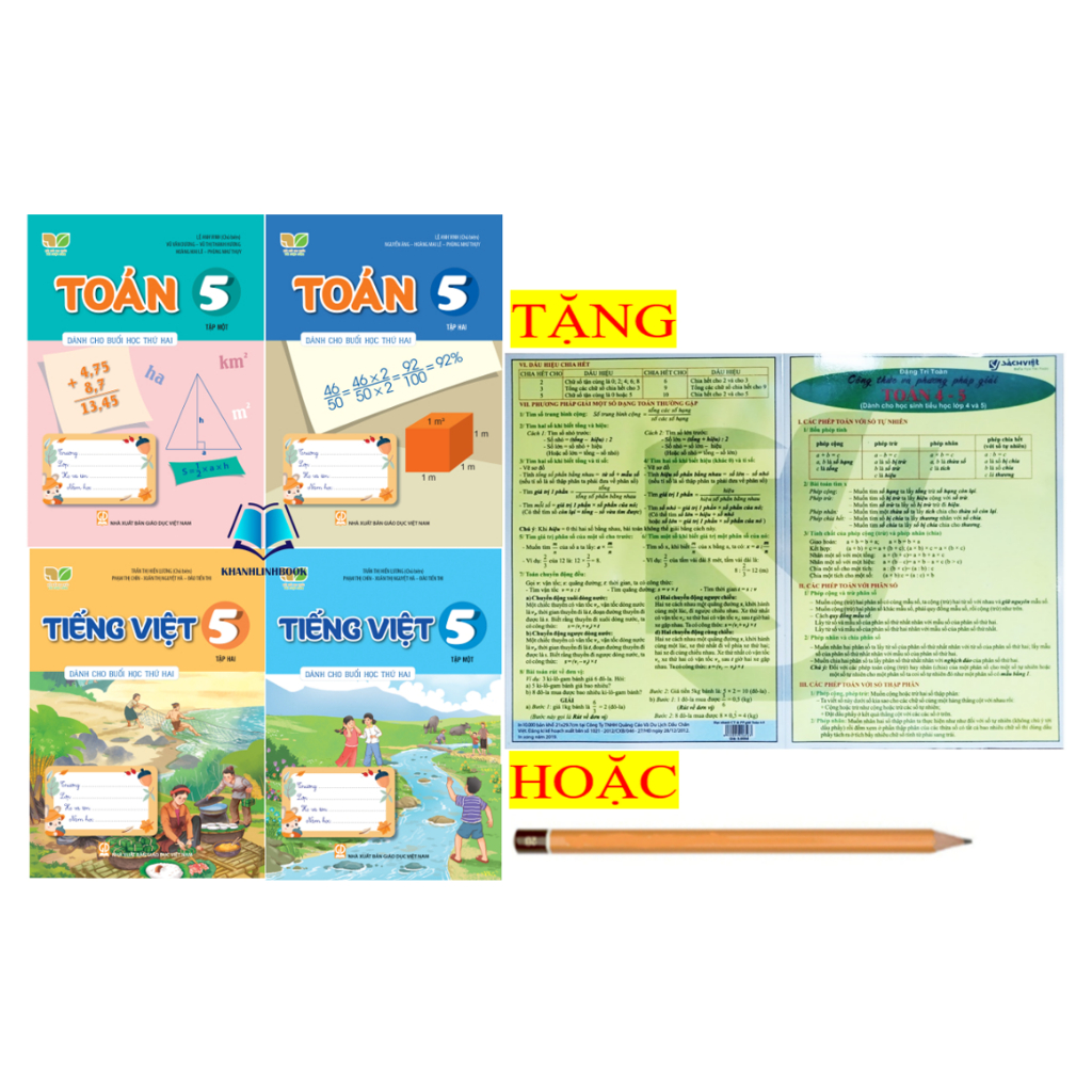 TRI Book - Combo of 4 Math + Vietnamese 5 books - volume 1 + 2 (for the ...