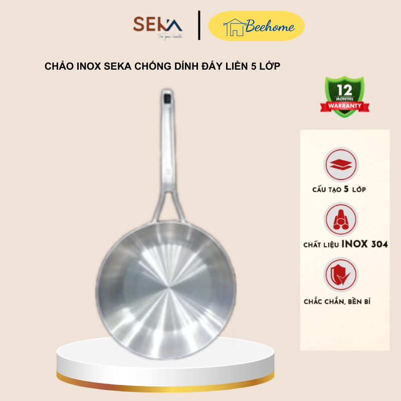 Seka non-stick stainless steel pan with 5-layer seamless bottom can be ...