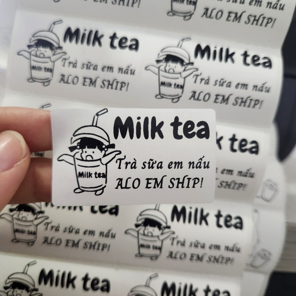 Set Of 50 Pre-Printed Milk tea Bottle Stamps Sticker Lemon tea Bottles ...