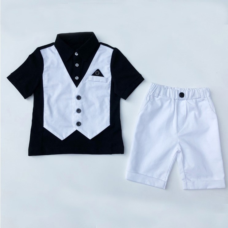 Baby clothes, short sleeve t-shirt set, sewn with waistcoat, helps ...