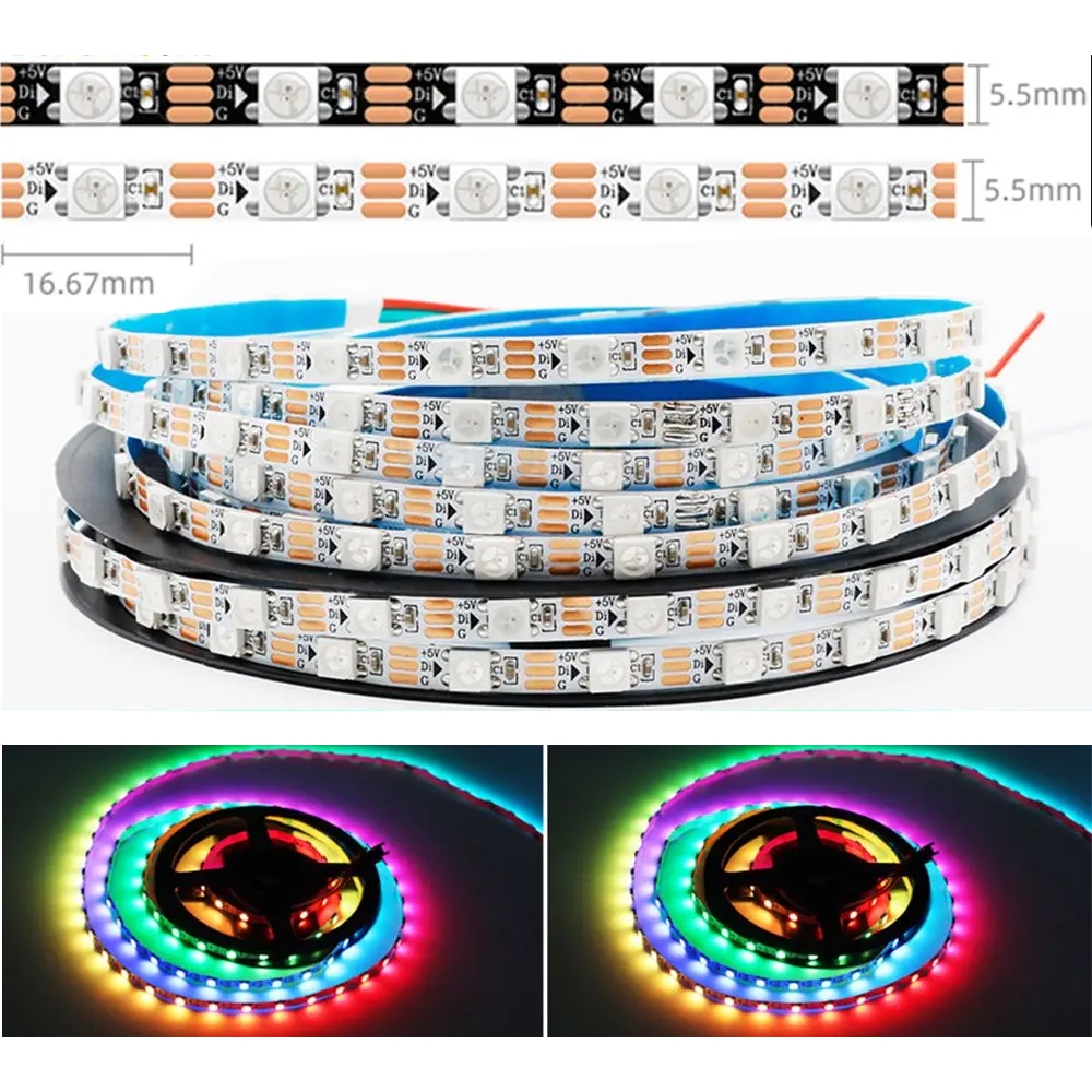 Full COLOR LED LIGHT WS2812B ARGB NEOPIXEL 60LED/METER 90LED/THIN METER ...