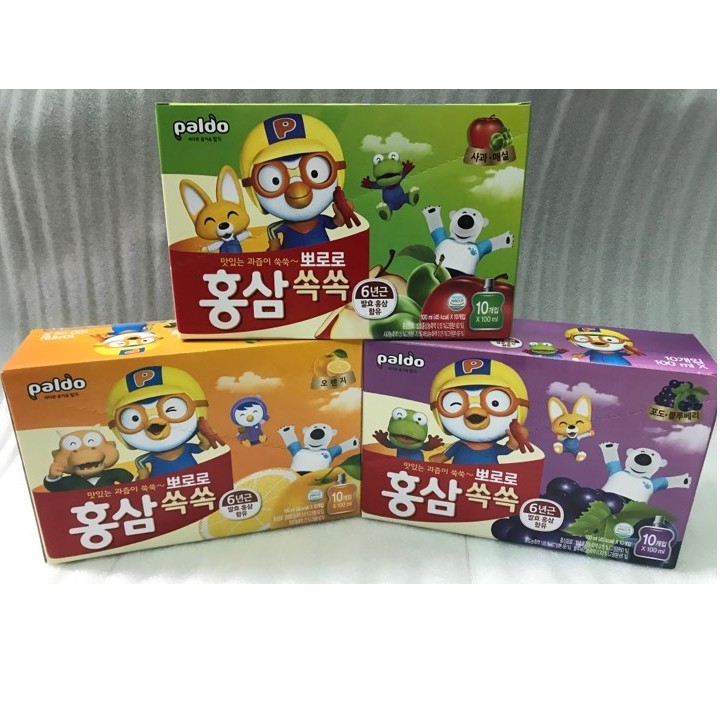 Box of 10 Bags of Pororo Paldo Korean Red Ginseng Fruit Drink for ...