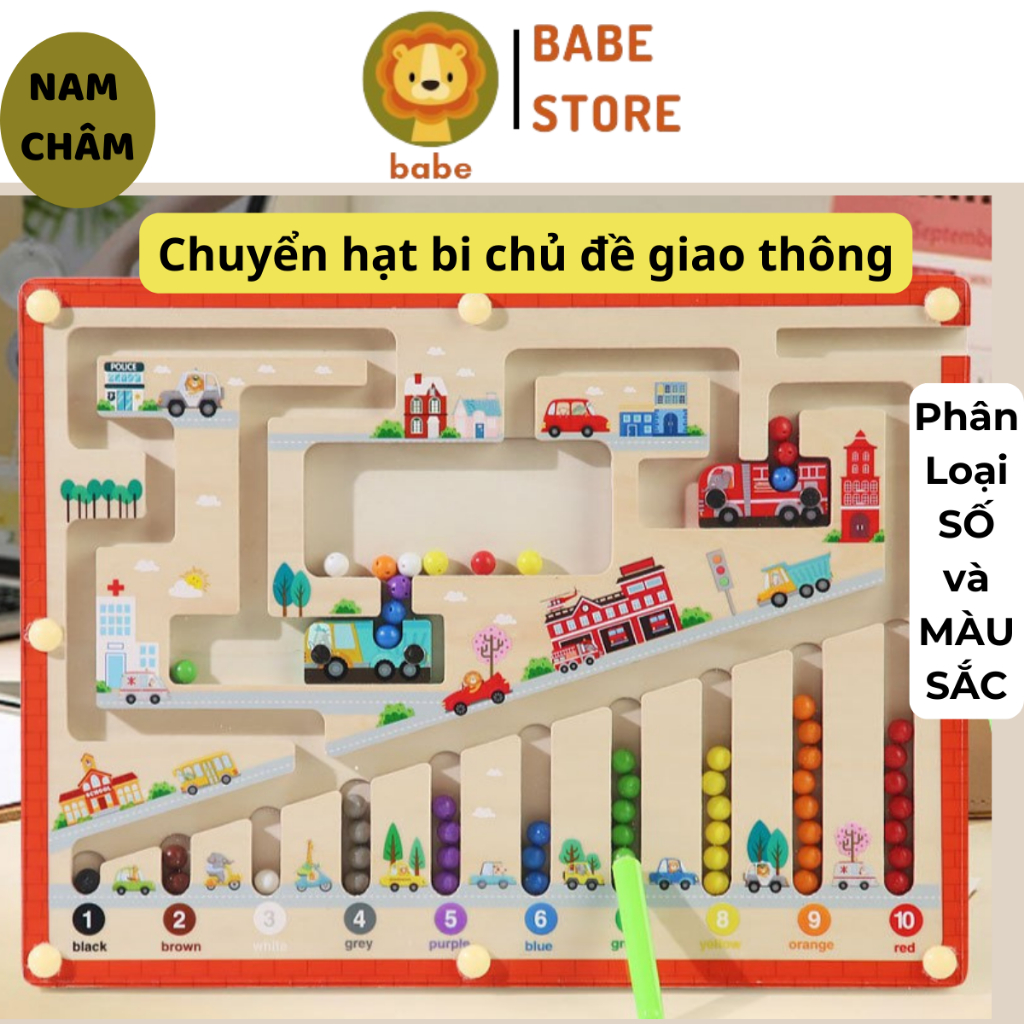 Car Maze Decoding Toy, Color Sorting Ball Beads, Montessori Wooden ...