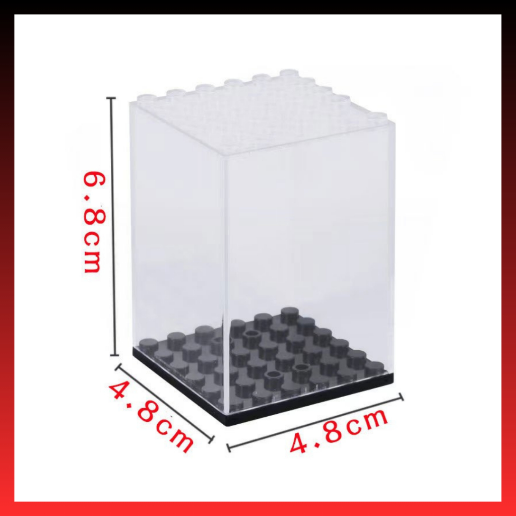 Display Box mica Plastic Minifigures Transparent Black Base Thick Glass ...