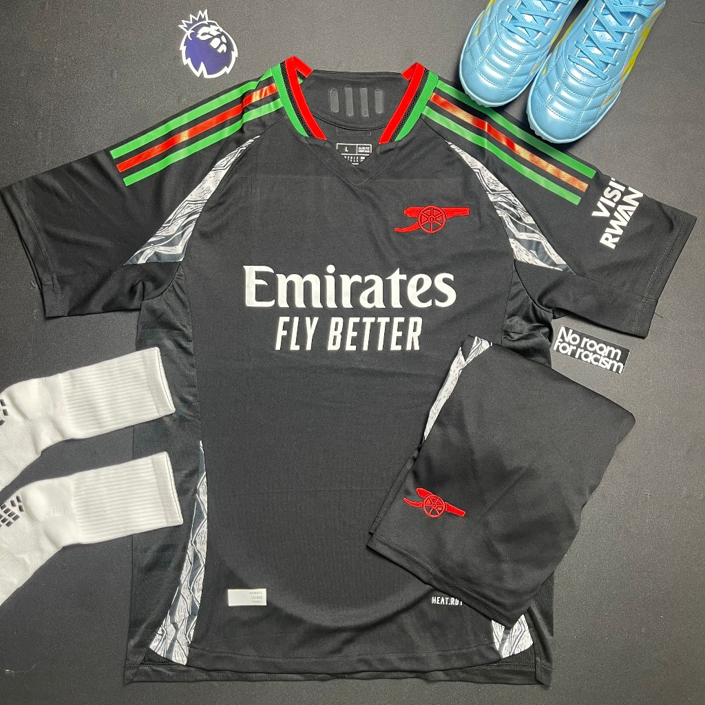 Arsenal soccer clothes set in black field 2024 high-end Thailand fabric ...