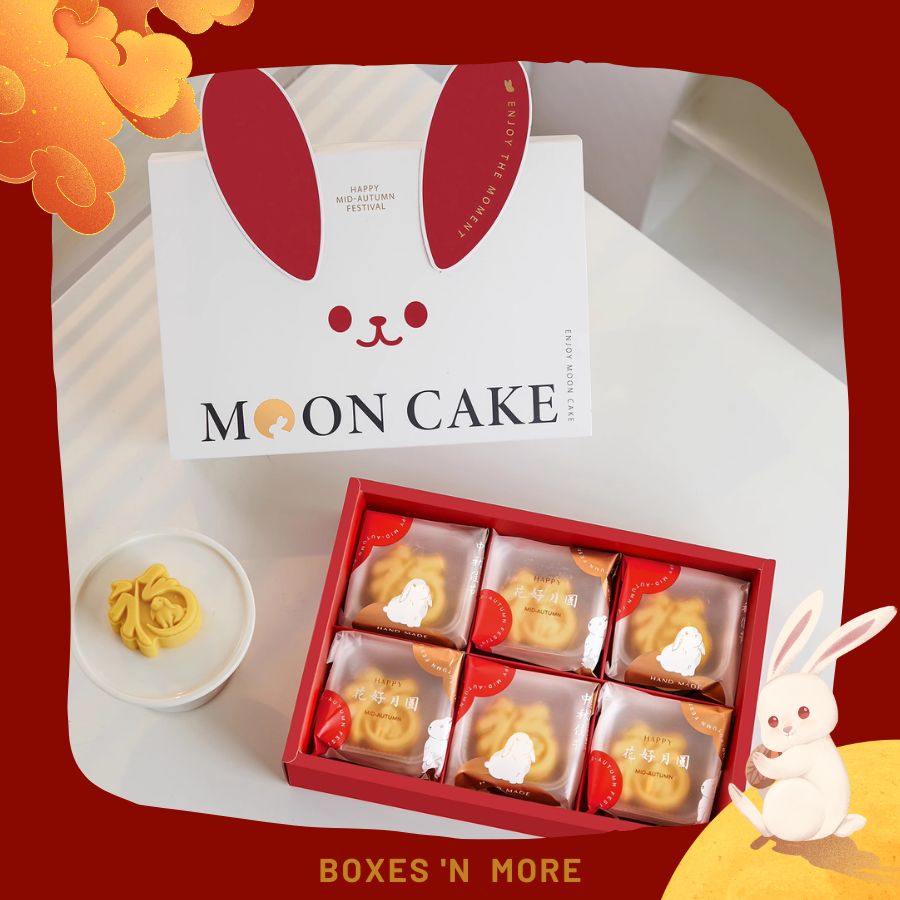 Paper MOON CAKE Rabbit CAKE Box With Super Cute Handle, Melted Egg CAKE ...