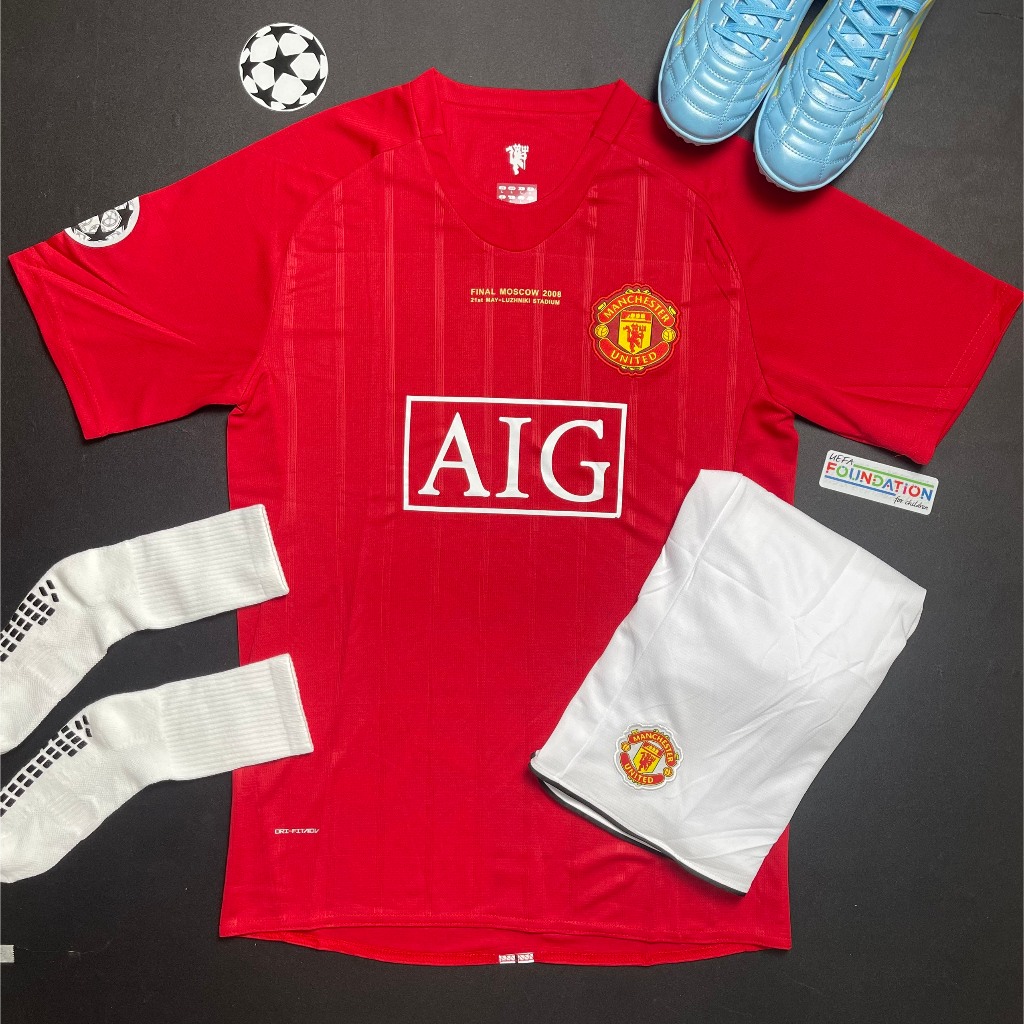 2008 red MU AUG club football kit with high quality Thai fabric ...