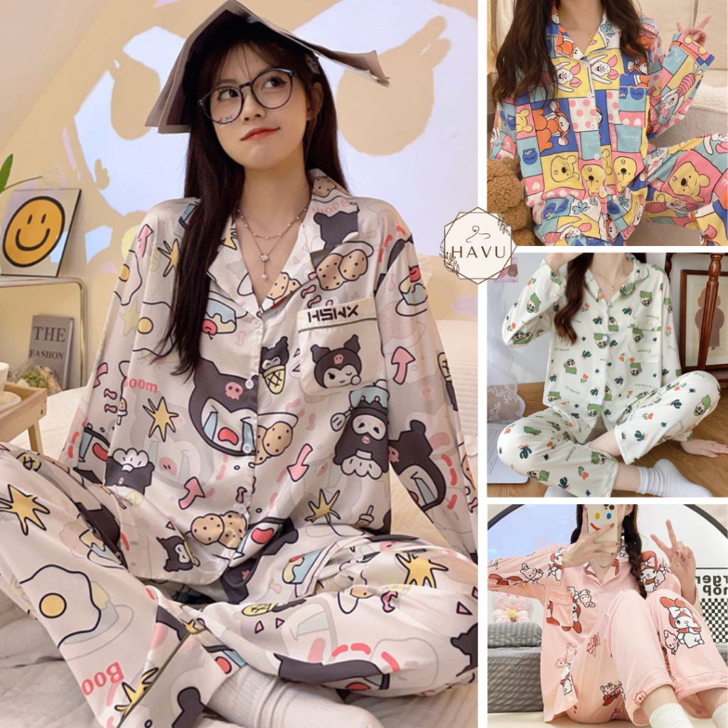 Havu SHOP LONG-SLEEVE pajamas with many patterns, cute women's pajamas ...