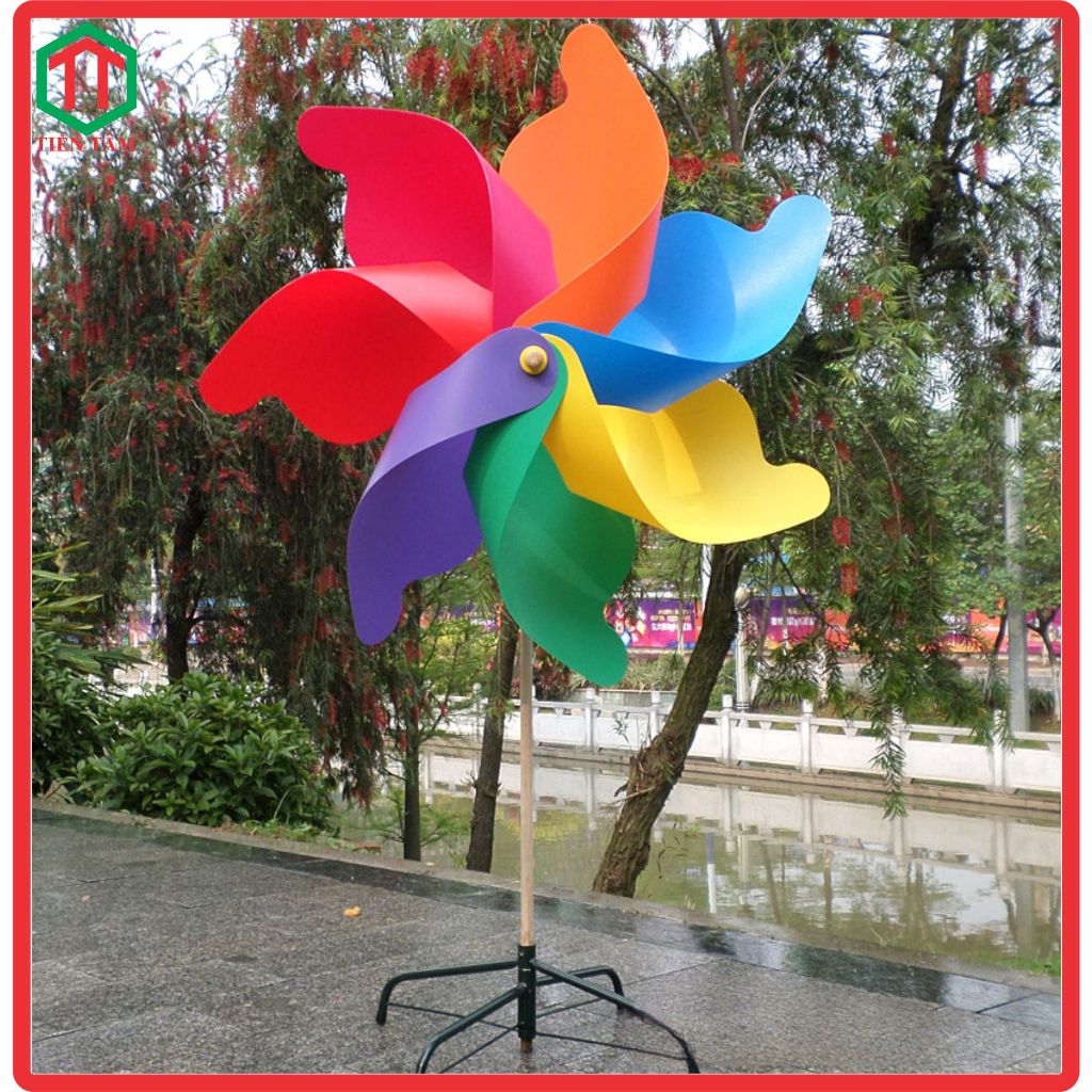 7-color 7-leaf pinwheel (wooden tree) in many sizes. (with assembly ...