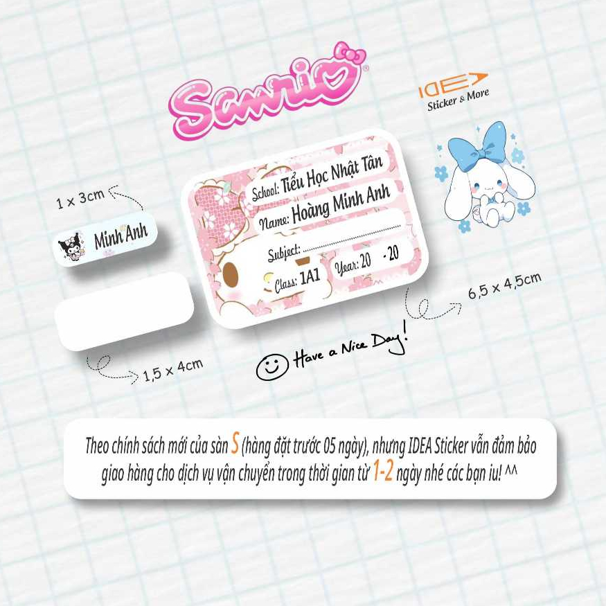 (FIRE) Combo 108 stickers + 45 notebook labels SANRIO - POCHACO ...