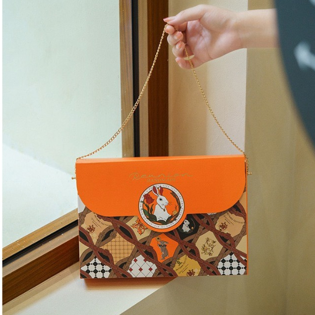 [ Odd 1 BAG ] Moon cake box of 6 ORANGE cardboard cakes 50 - 100gr ...