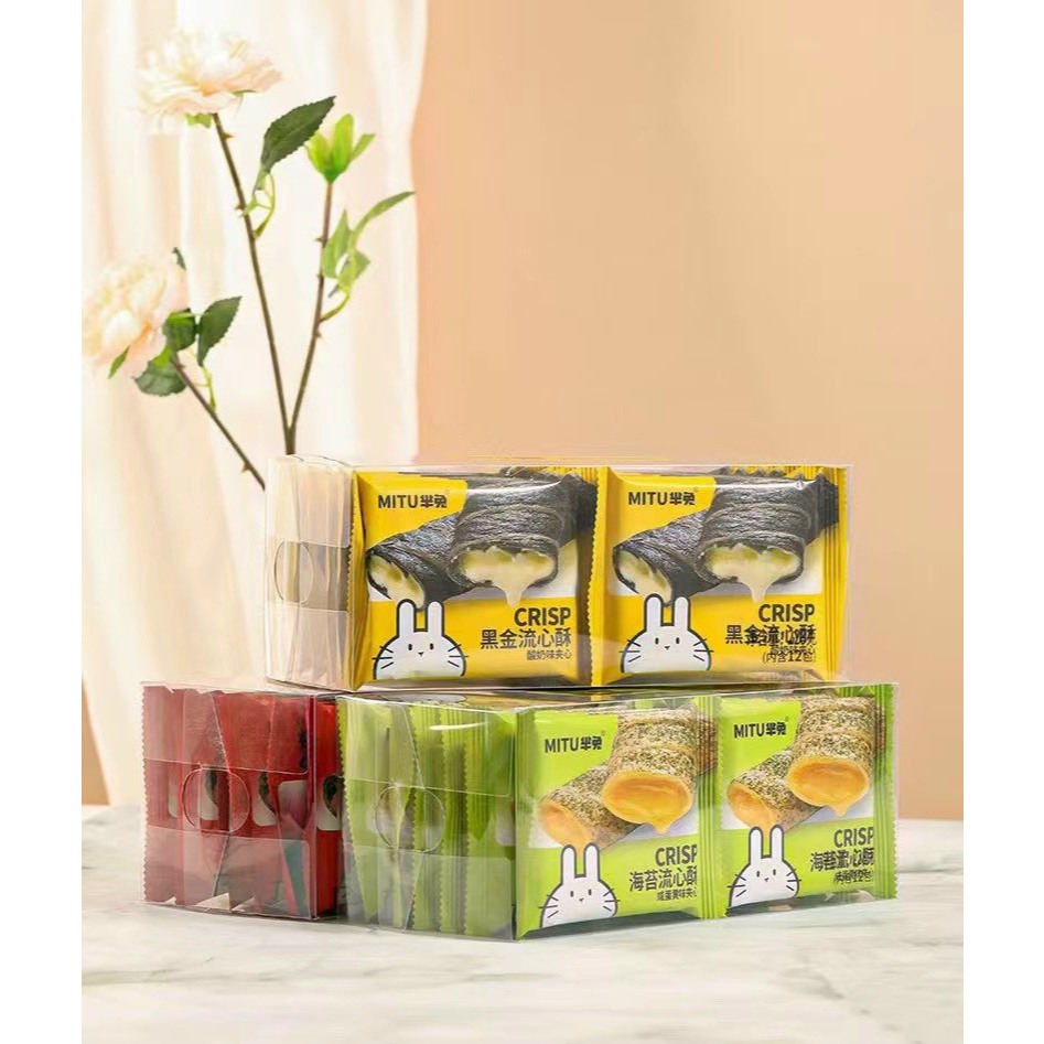 Crispy seaweed waffle rolls with Mitu filling 228g x 12 pieces (yogurt/strawberry/salted egg ...