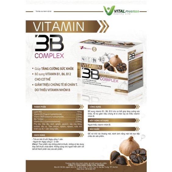 Vitamin B1 B6 B12 Vitamin 3b Complex Black Garlic Supplement Pills 4794