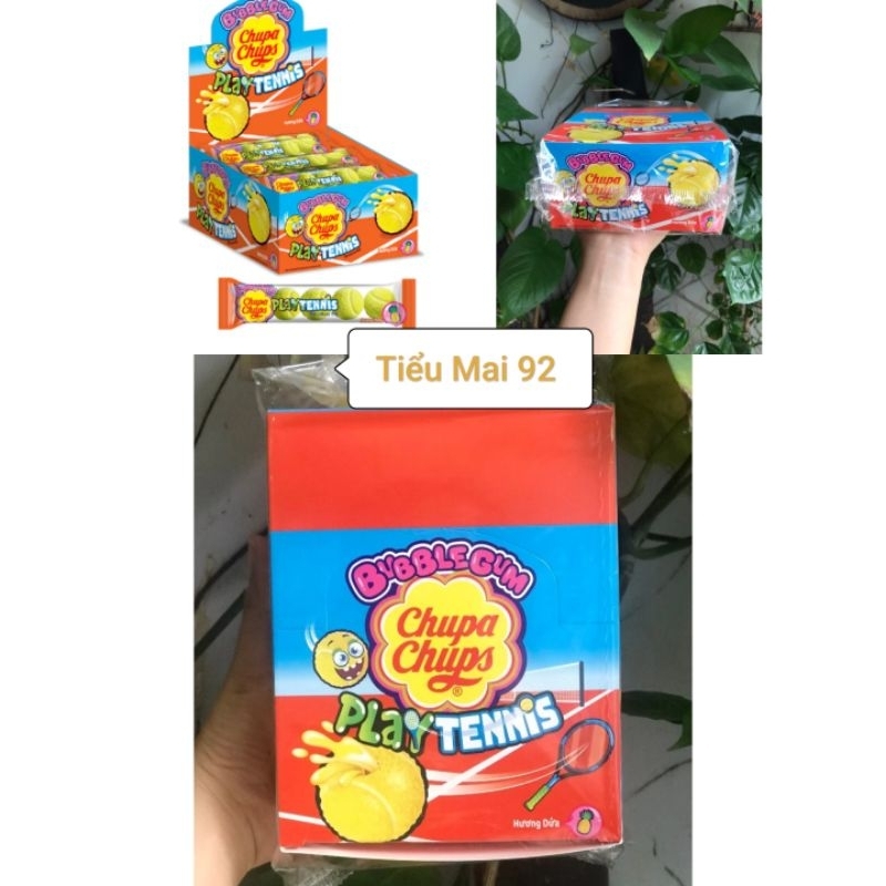 Chupa Chups Bubblegum Play Tennis Pineapple Flavored Blowing Gum (Box of 20 packs x 18g ...