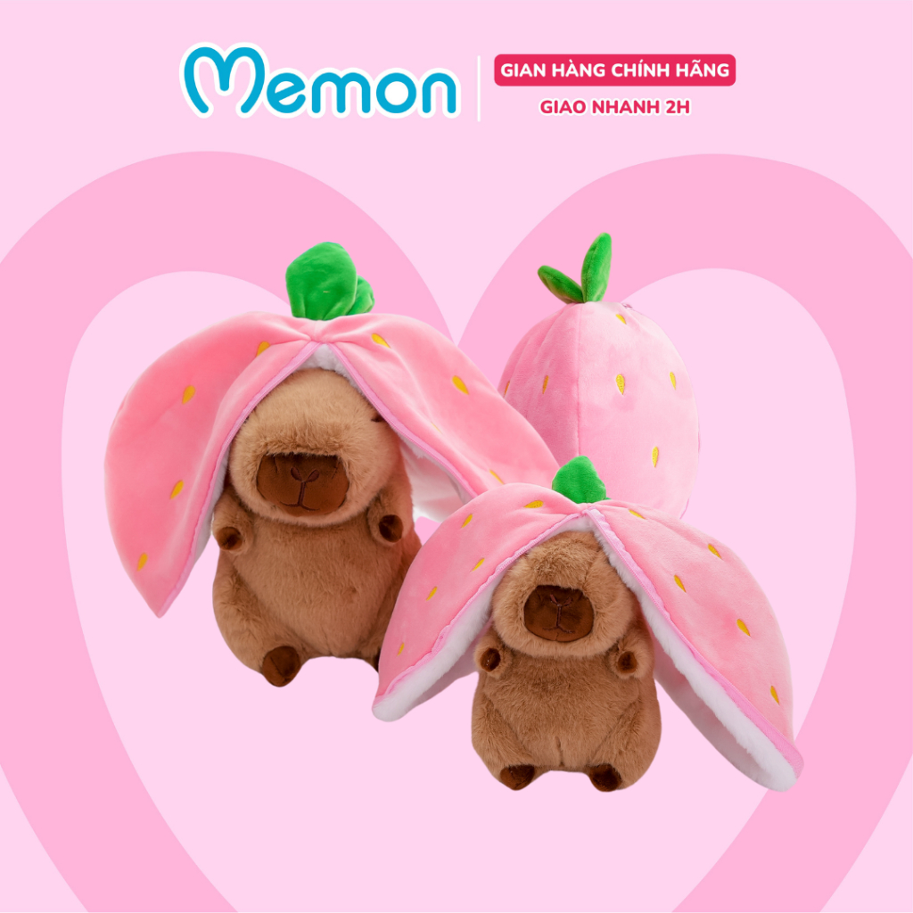 Memon fruit capybara teddy bear, premium soft strawberry 2in1 capybara ...