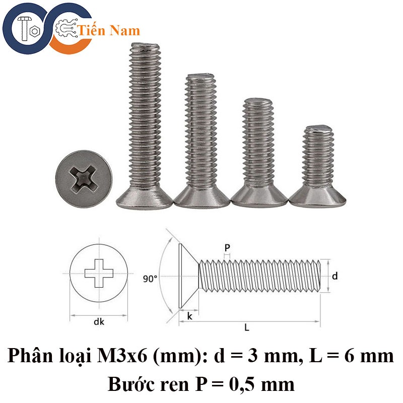 Bake head screw with threaded step bolt body in stainless steel 304 M6 ...