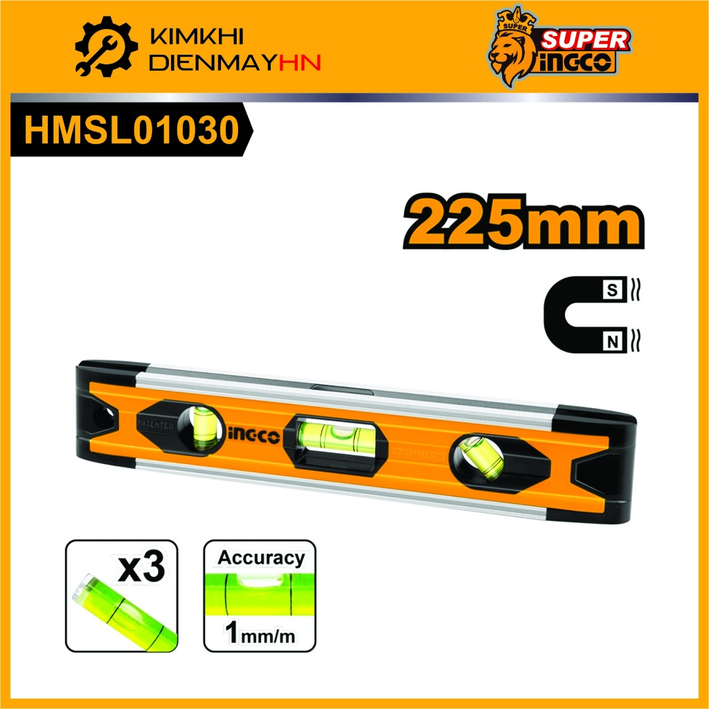 Water ruler, nivo ruler with magnet INGCO HMSL01030 length 225mm ...