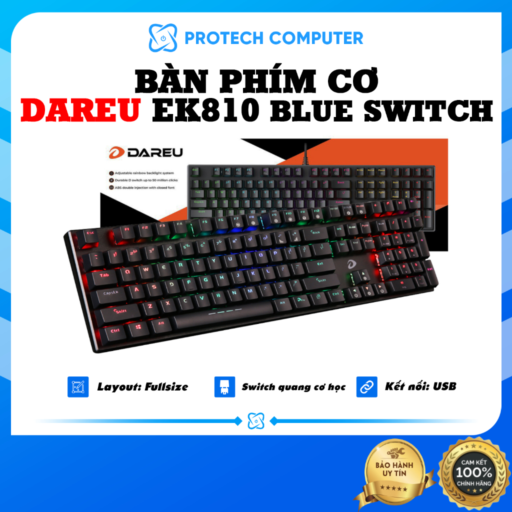Genuine DAREU EK810 Blue Switch Mechanical Gaming Keyboard | Shopee ...