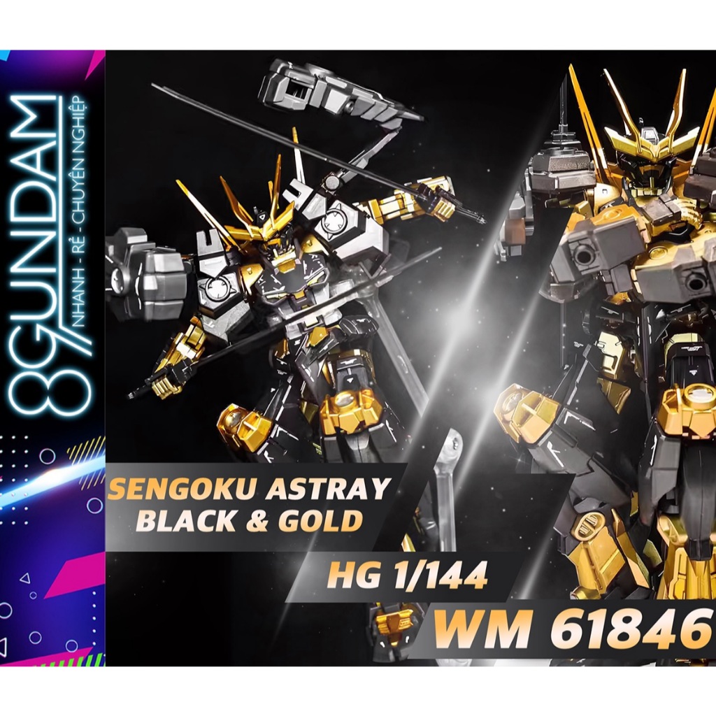 Assembly Model 61846 HG Sengoku Astray Black & Gold Fighter (With base + Water decal) | Shopee ...