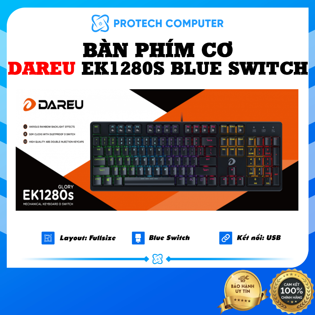 Dareu EK1280S Blue Switch Mechanical Keyboard (Black) | Shopee Malaysia