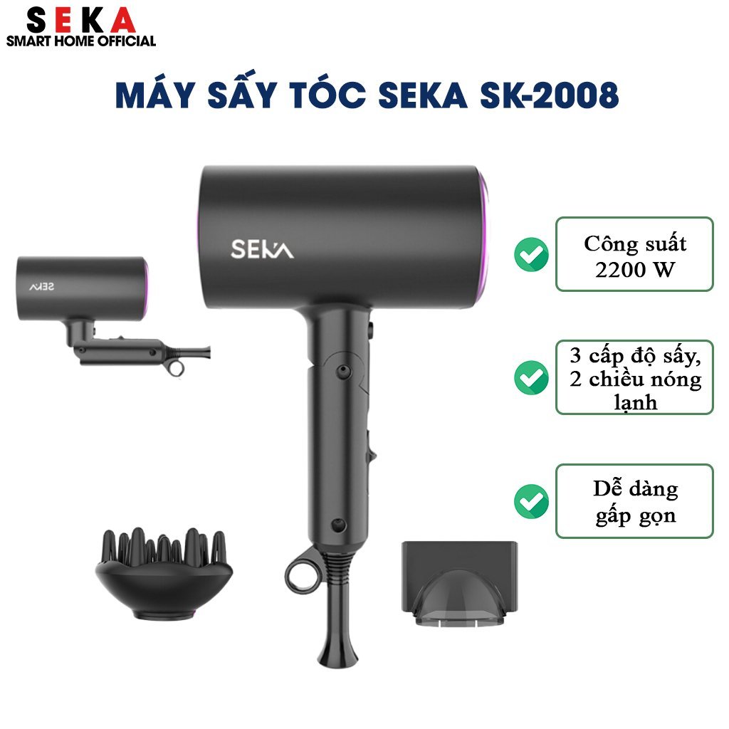 Seka SK2008 2-way hot and cold hair dryer for styling with 3 drying ...