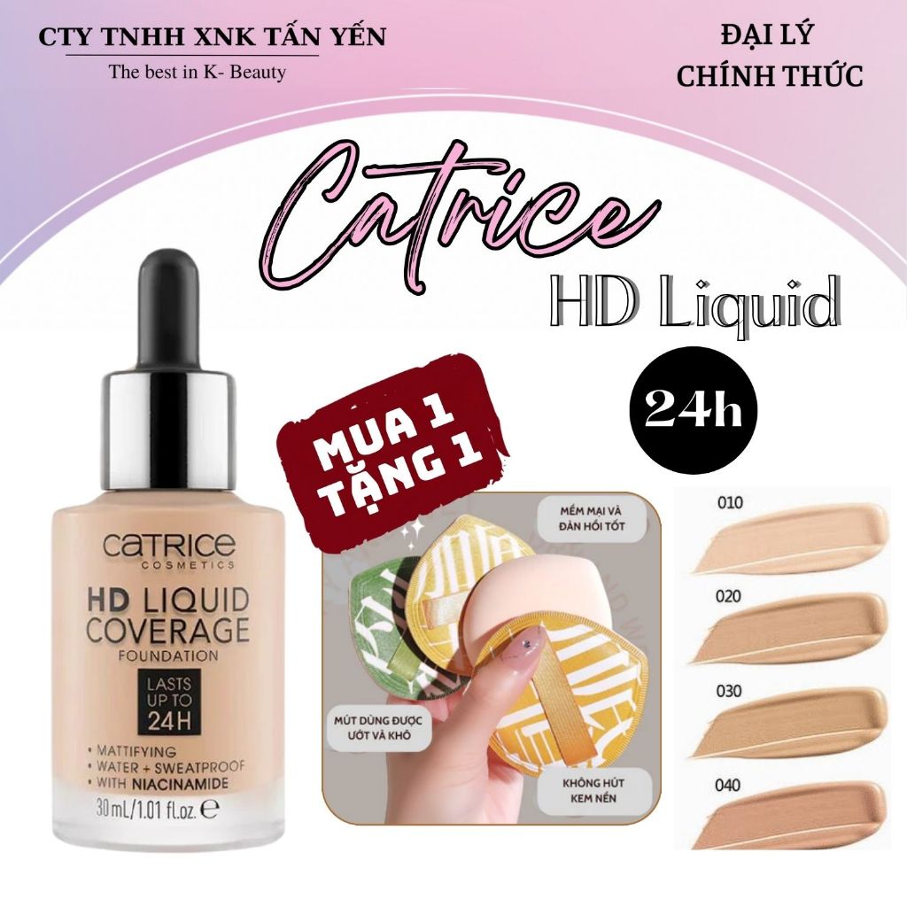 [Sucking Cotton As Gift] Catrice HD Liquid Coverage Foundation 24H 30ml ...