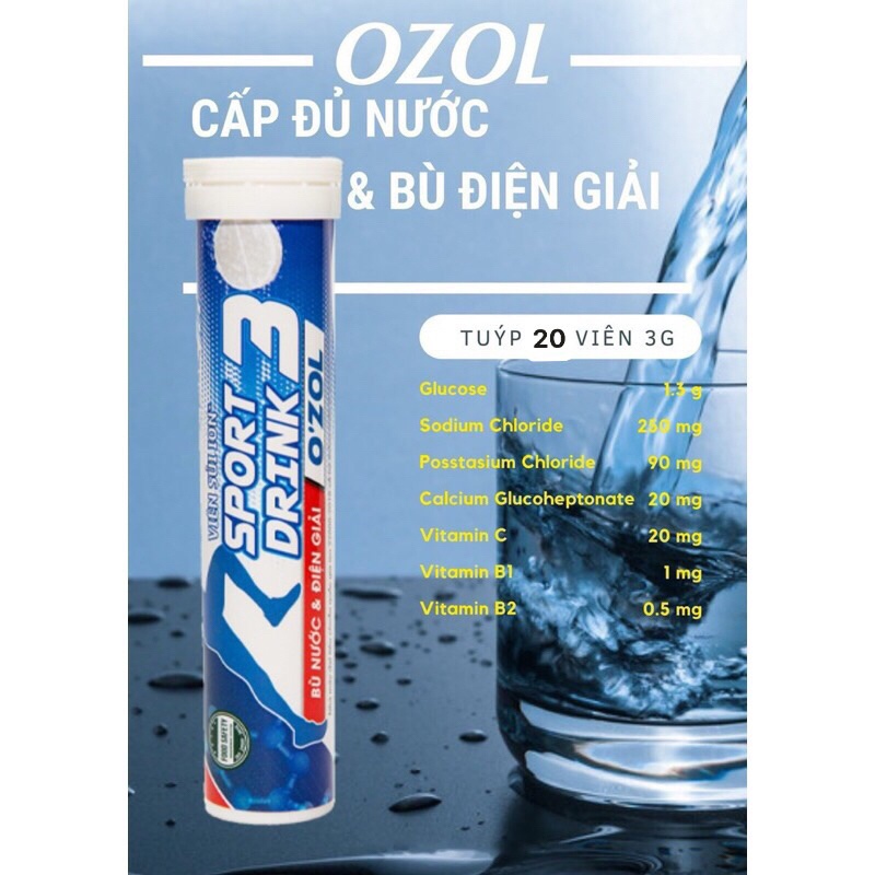 1 TUBE OF 20 WATER Effervescent Tablets & ELECTROLYTE 3GAM ION+ SPORT ...