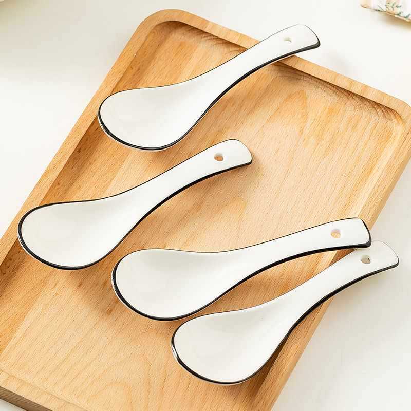 12cm Porcelain Spoon, soup Spoon, Porcelain Spoon, Luxurious Black ...