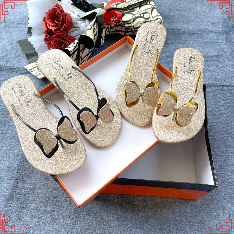 Esty Women's Flip-flops, Cute 2-Color Glitter Bow Flip-flops | Shopee ...