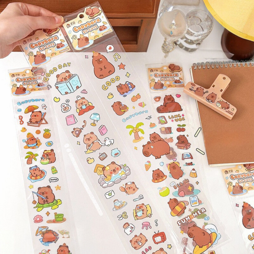 (3 Colors) Sticker Pet Capybara Each Cute Picture Waterproof PVC ...