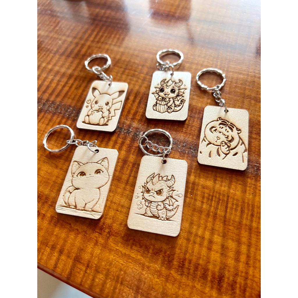 Laser Engraved Wooden Key Chains With Many Different Motifs, Engraved ...