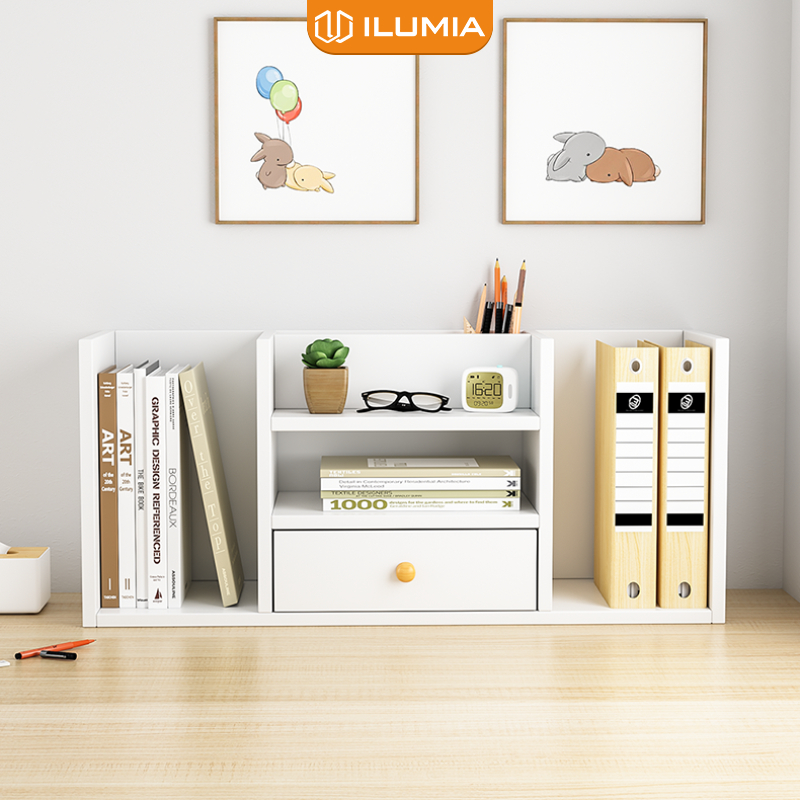 Desktop wooden bookshelves with Drawers Combined with ILUMIA brand File ...