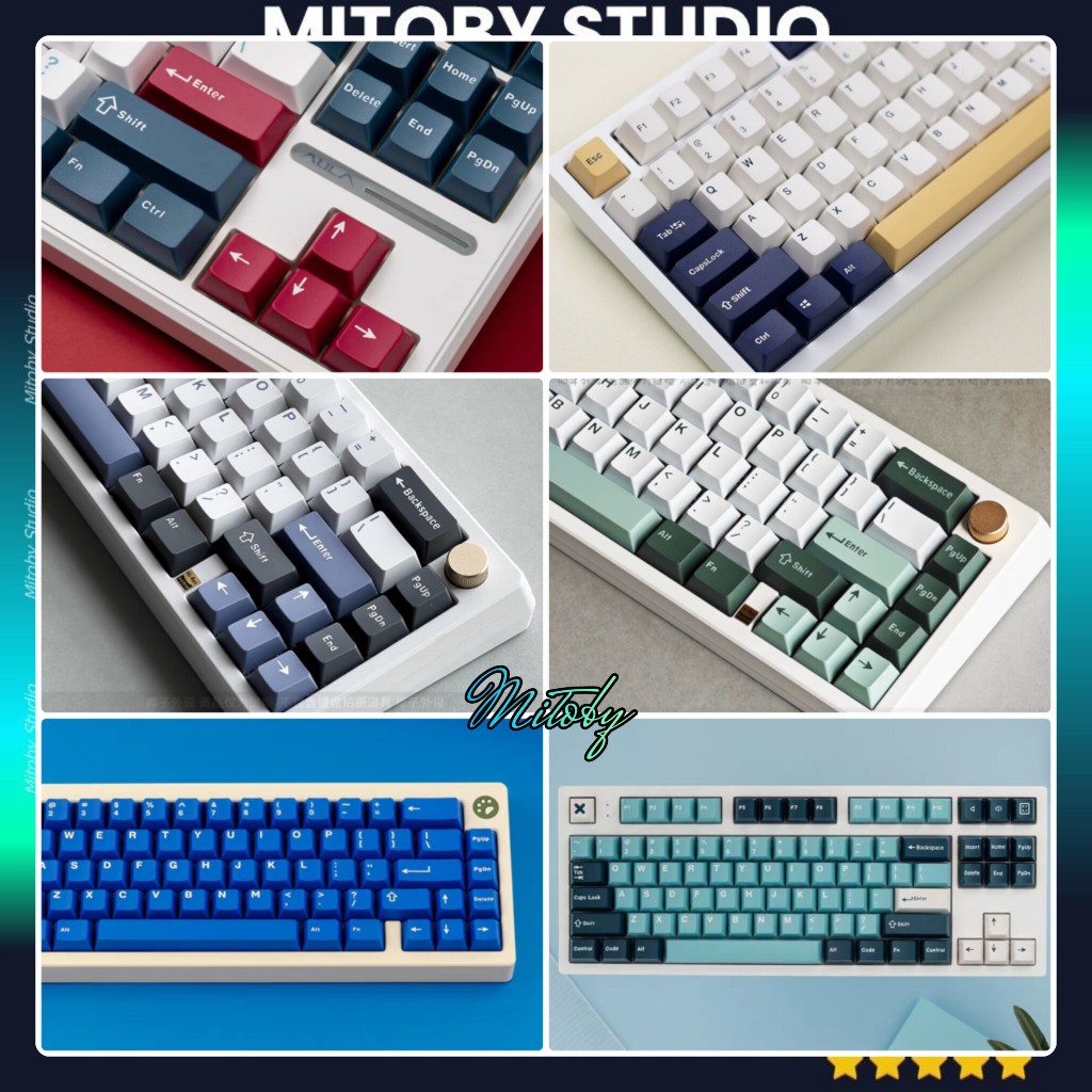 Keycap Blue Fire Arctic Cherry profile ABS 2 shot mechanical keyboard ...