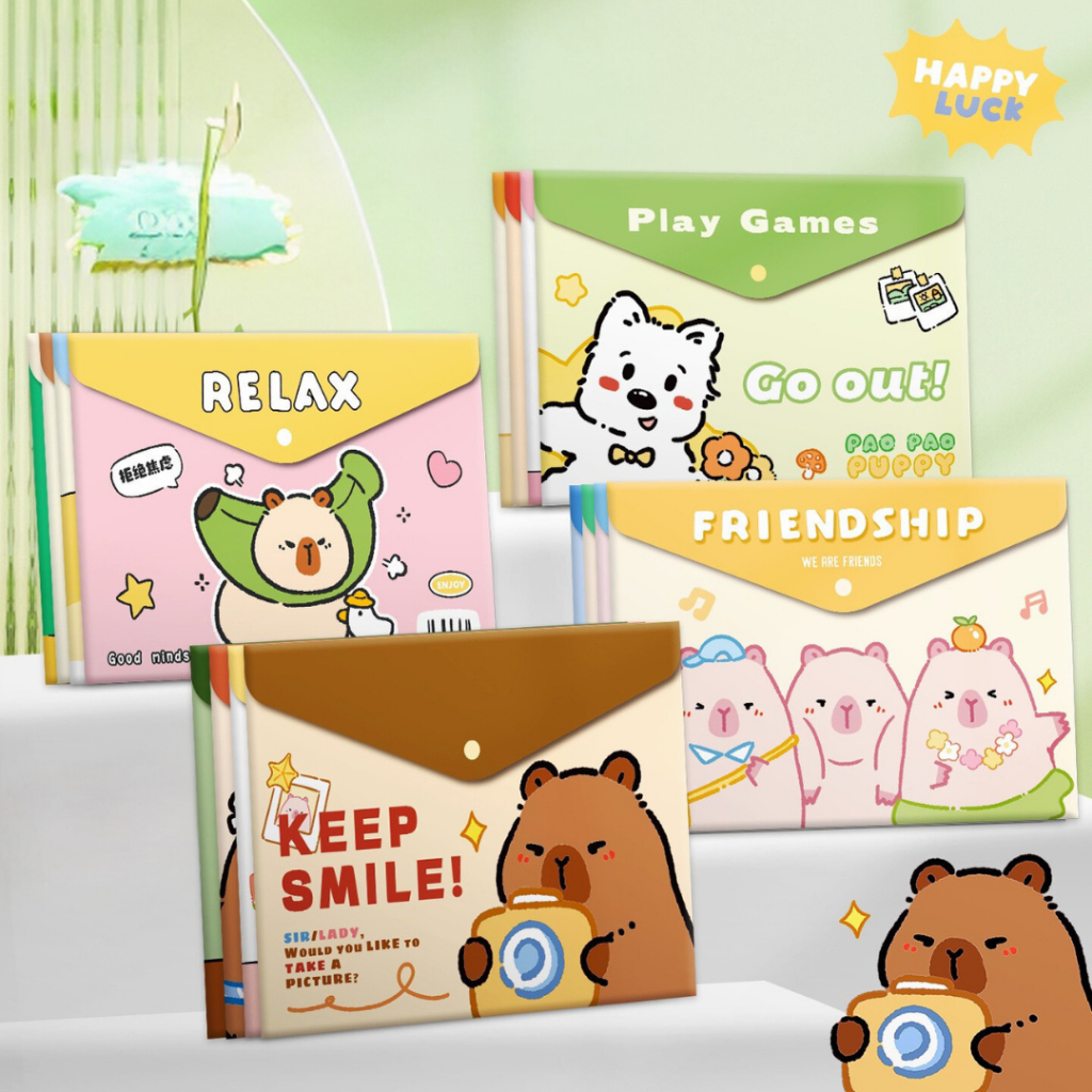 Capybara/cute New Model A4 Button File Folder for Documents | Shopee ...