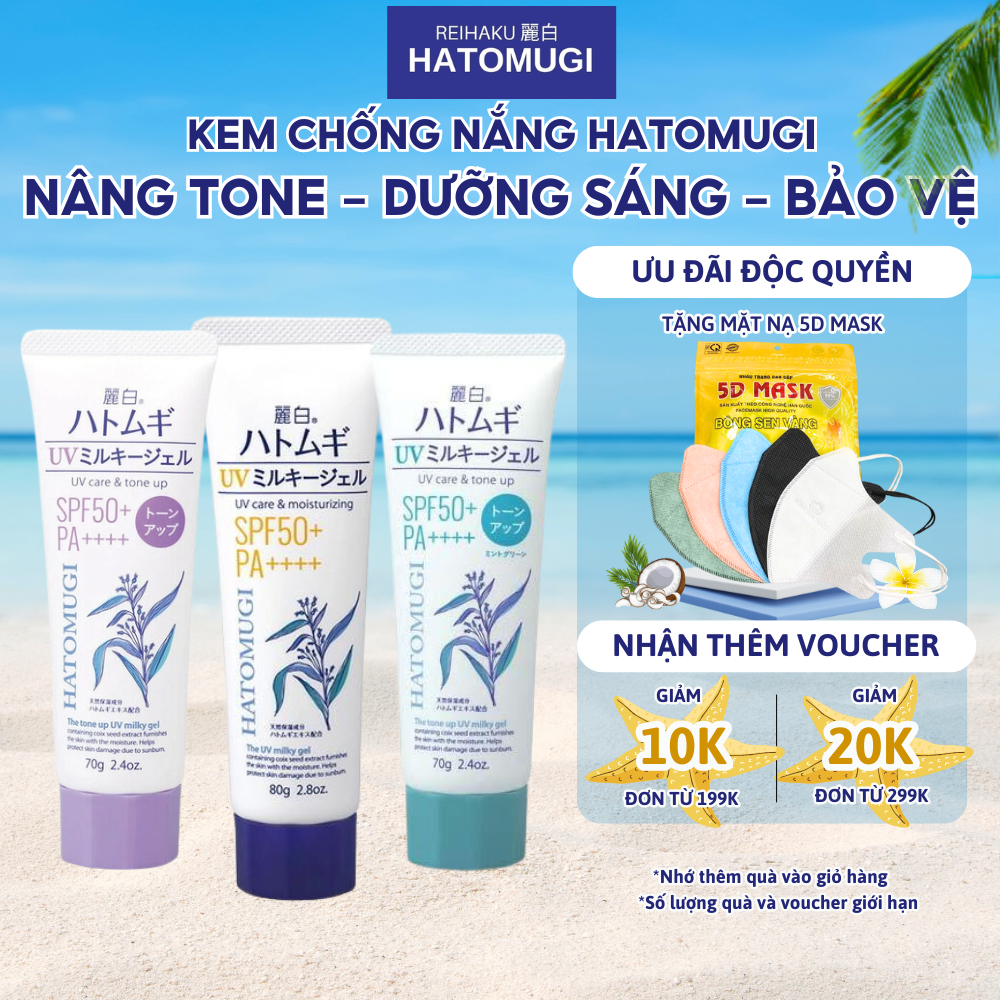 Hatomugi sunscreen to tone up oily, acne-prone, dry skin, broad ...