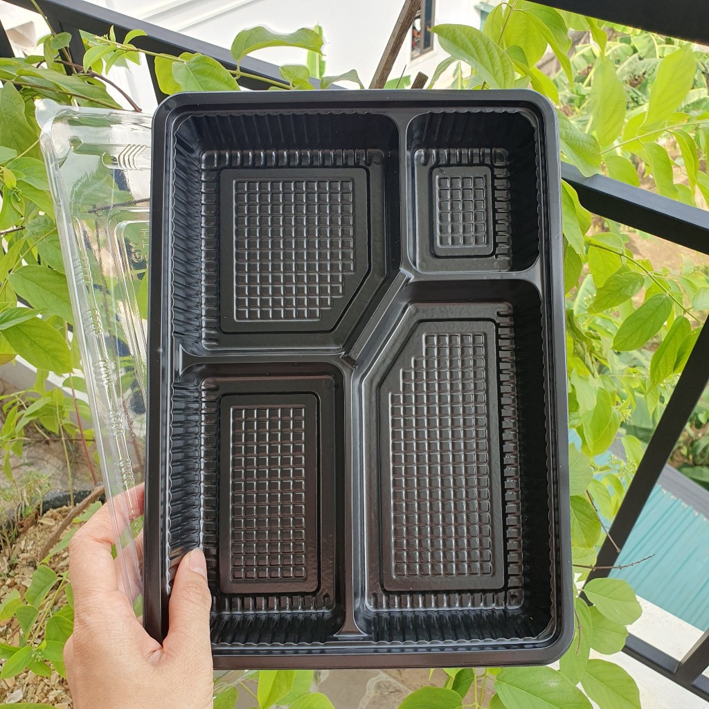 Set of 50 4-compartment rice trays HT25 Manh Duc - Office rice tray ...