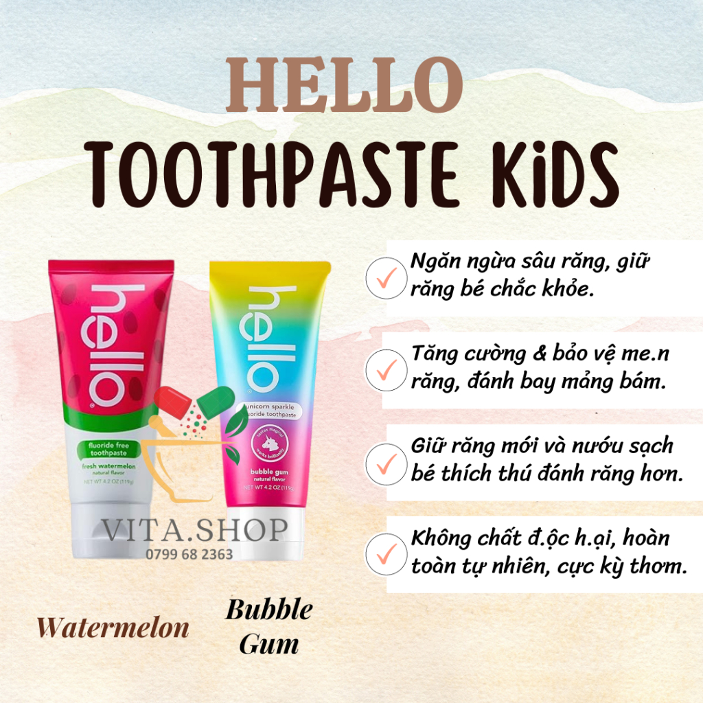 Hello Toothpaste Kids All Ages - Watermelon Organic Toothpaste For ...