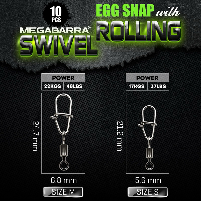 Megabarra EGG SNAP WITH ROLLING SWIVEL Fishing Lure Lock | Shopee Malaysia