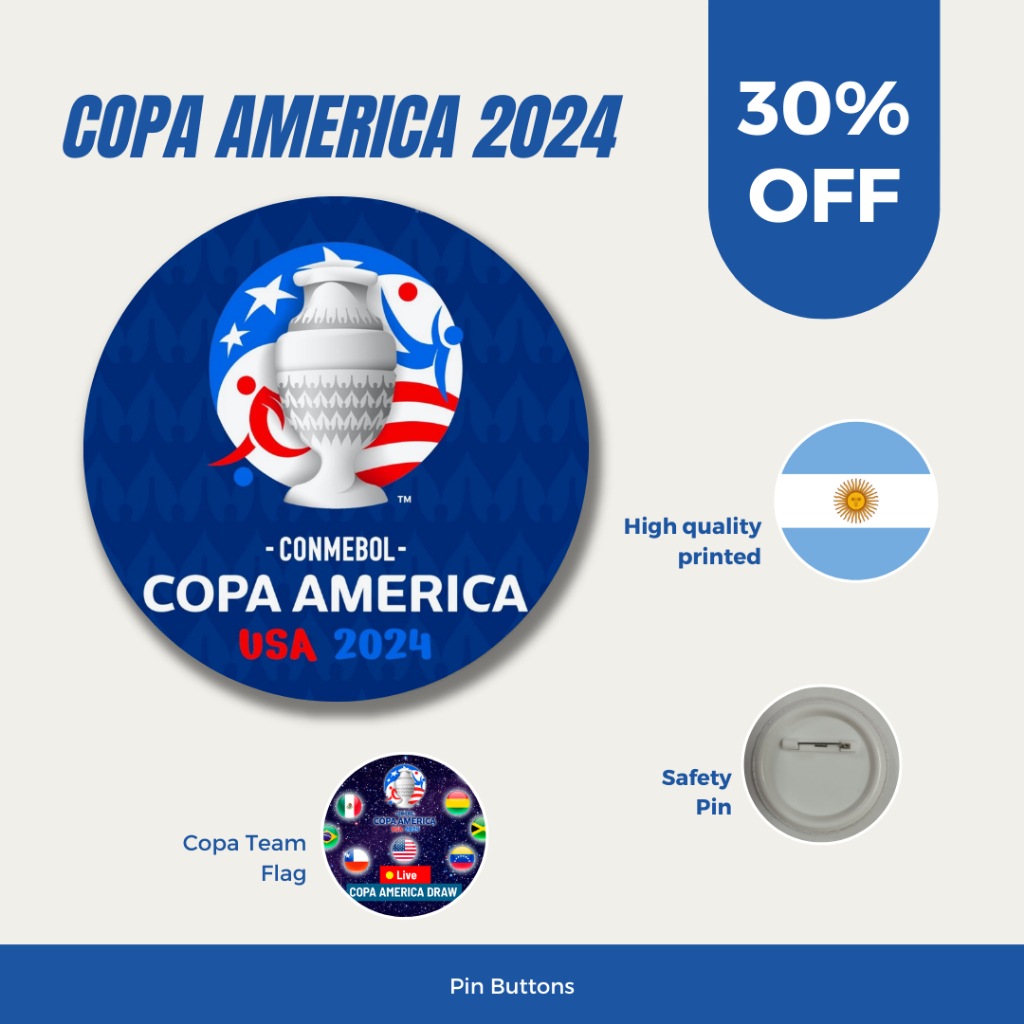 Copa America 2024 Badge, Round Badge With 5.8cm Brooch, Backpack, Flag ...