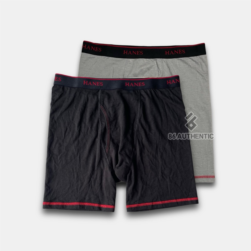 [Genuine] Hanes Comfort Cool Men's Boxers Pack 2c [black + gray ...